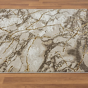 LUXE WEAVERS Marble Abstract Beige 4x5 Area Rug