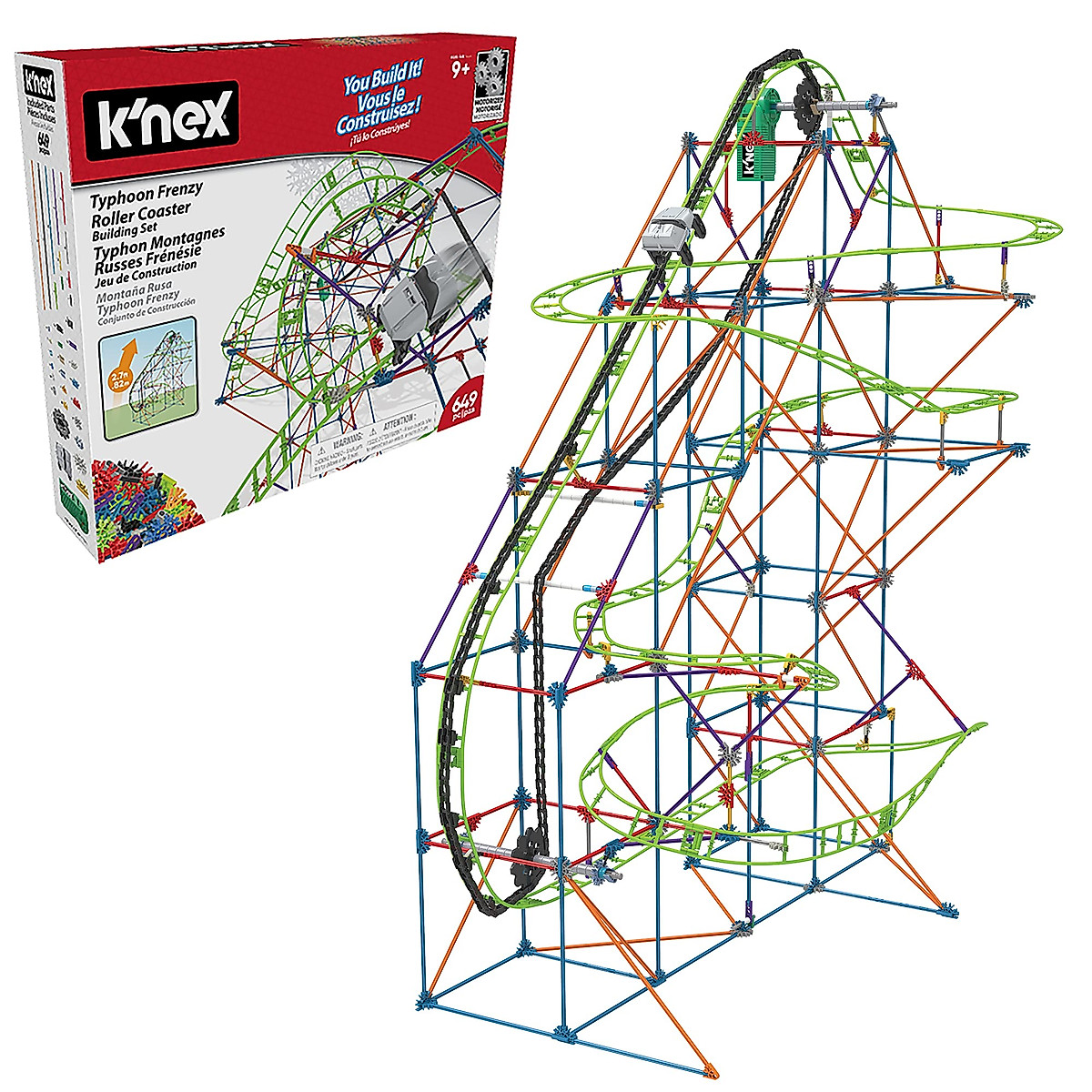 K'Nex 51438 TYPHOON FRENZY ROLLER COASTER BUILDING SET Building Kit , Gray