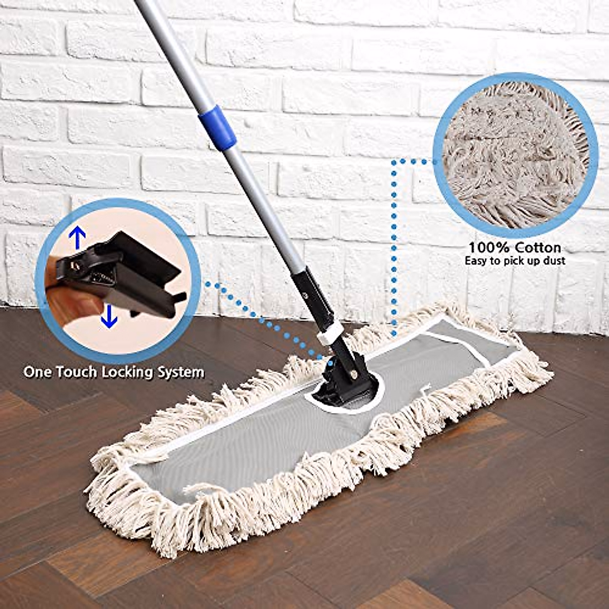 JINCLEAN 2 Pack of 24 Cotton Refills for Industrial Class Floor Dust mop Series Can be fit with Others