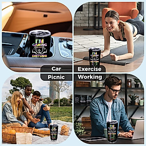 LATTPLYN Gaming Mug Tumbler for Boys, Gamer Mugs 20 oz Insulated Tumbler with Handle and Lid, Stainless Steel Travel Cup for Men Boys Kids Teens, Gaming Gamepad Gift for Birthday