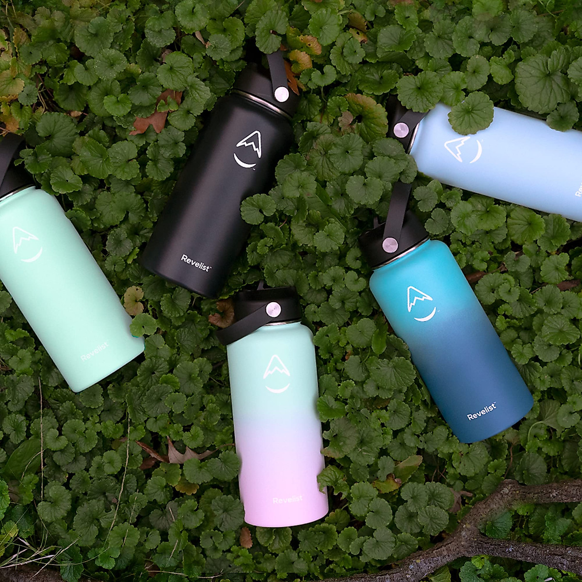 Revelist Sports Water Bottle - 32 Oz, 3 Lids (Straw Lid, Spout & Screw Top) with Boot, Vacuum Insulated Stainless Steel, Double Walled, Reusable Water Flask, Metal Canteen - Caribbean Blue