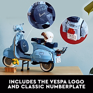 LEGO Icons Vespa 125 Model Building Kit - Vintage Italian Scooter DIY Craft Kit for Adults, Ages 18+ - Includes Kickstand for Easy Display - Gift for Valentines Day for Her & Him - 10298