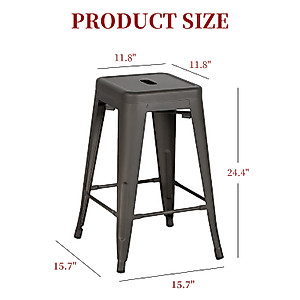 FDW Metal Bar Stools Set of 4 Counter Height Bar Stools 24 Inches Industrial Bar Chairs Patio Stool Stackable Backless Stool Indoor Outdoor Metal Kitchen Stools Bar Chairs (Bronze, 24")