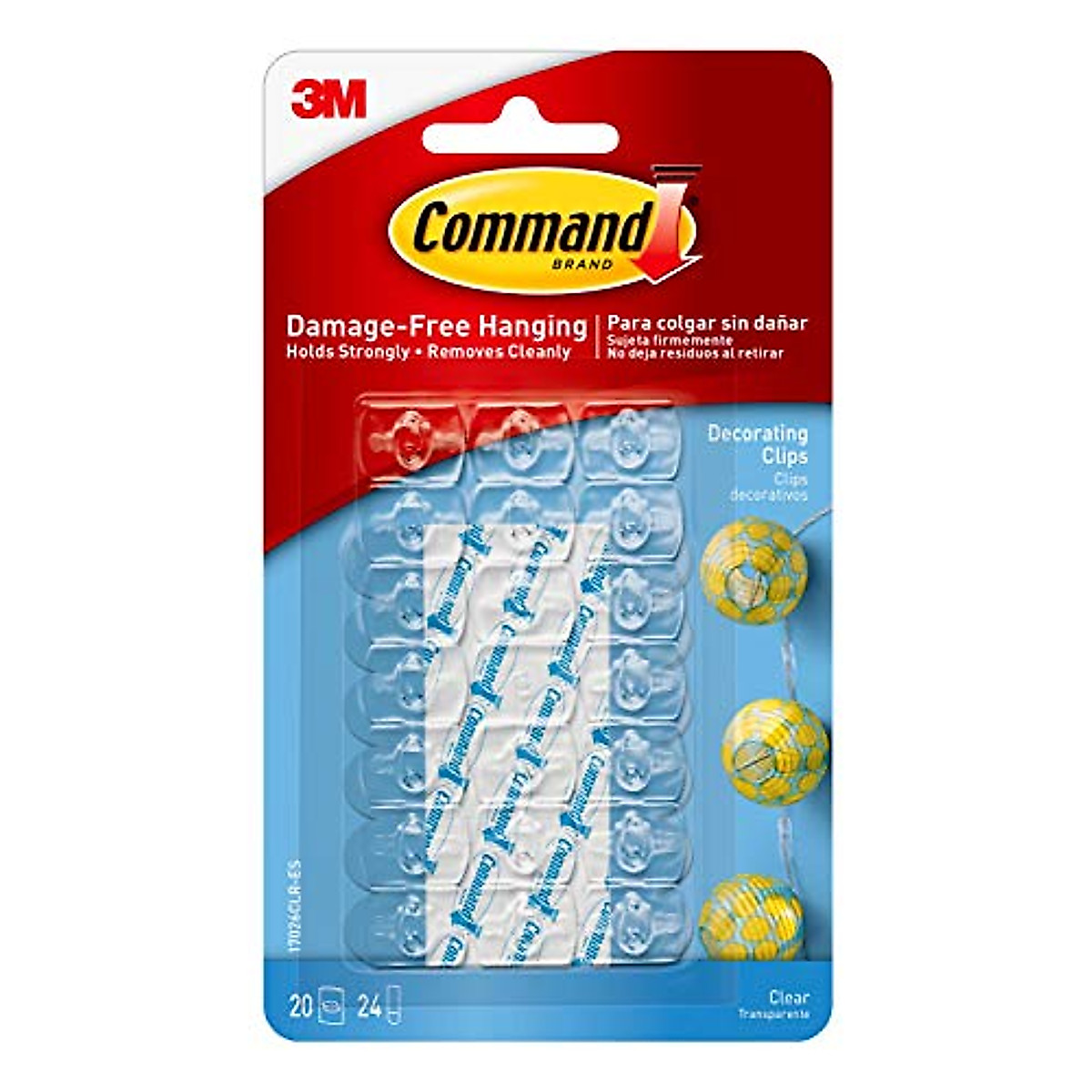 Command 17026CLR B007RKFCFY Decorative Replacement Strip, Mini, 1/2 Lb, Rubber Resin Adhesive, Paper Liner, 120 Clips, Clear, Count