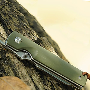 Tunafire Folding Pocket Knife,3 Inch D2 Blade G10 Handle with Thumb Stud Opener-Everyday Carry,Outdoor Use