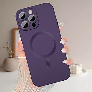 Womdakon Magnetic Case for iPhone 13 Pro Max Phone Case for Women, [Adaptation with Magsafe] Matte Luxury Soft Metallic Luster Design for iPhone 13 Pro Max 6.7'' with Camera Protector-Purple