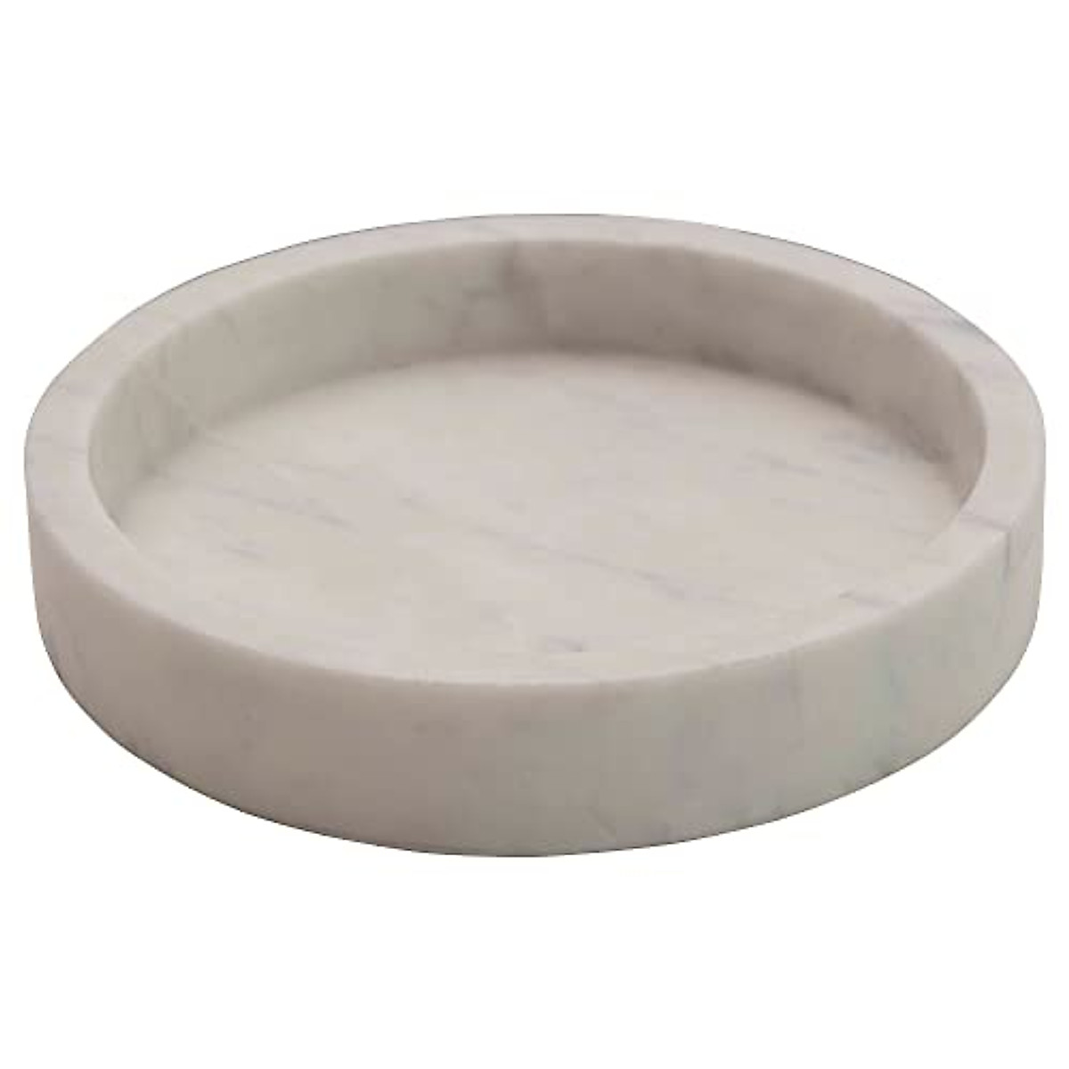 Creative Co-Op Minimalist Round Carved Marble Tray or Charcuterie Board, White