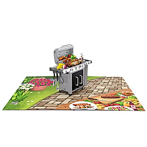 Liif BBQ Grill 3D Greeting Fathers Day Card, Pop Up Fathers Day Card, Birthday Card For DAD, Men, Husband, Brother, Boss, Friendship | With Message Note | Size 8 x 6 Inch