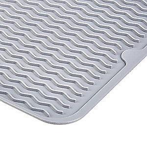 AmazonCommercial Silicone Dish, Sink Drying Mat, Reusable, Easy to Drain and Clean, 15.8 x 12-Inches