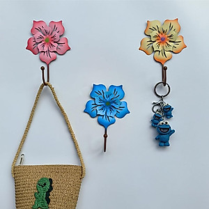 Snnshun Decorative wall mounted flower hooks,flower shaped decorative wall hooks coat racks,Decorative metal wall hooks for home and garden,for hanging coats, towels, keys, bags, hats (3 pcs)