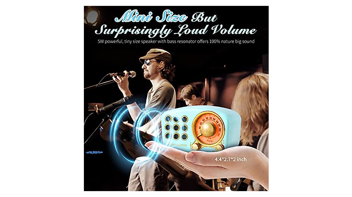 Retro Bluetooth Speaker & Vintage FM Radio - Loud Bass, Blue