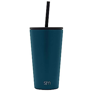 Simple Modern Insulated Tumbler with Lid and Straw | Iced Coffee Cup Reusable Stainless Steel Water Bottle Travel Mug | Gifts for Women Men Her Him | Classic Collection | 16oz | Riptide