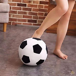 Plush Soccer Balls - Fluffy Stuffed Toy Soccer Ball Plush Pillow Soft Durable Stuff Soccerball Gift for Kids Boy Baby (Black -White,11.8inch/30cm)
