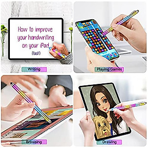 Universal Stylus Pens, Honiha High Precise Disc Stylus Pens for Touch Screens 4 in 1 Touch Screen Pen Capacitive Stylus Compatible with iPad, iPhone, Samsung, Android, Microsoft Tablets- Rainbow