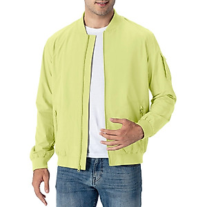 Rdruko Men's Lightweight Bomber Jacket Casual Stylish Fashion Coat Windbreaker(Lemon, US M)