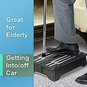 Folding Step Stool 5 Inch, Portable Step Stool for Adults with Handle, Foldable Stepstool for Kids Elderly, Suitable for Kitchen, Bathroom, Toilet RV, Black