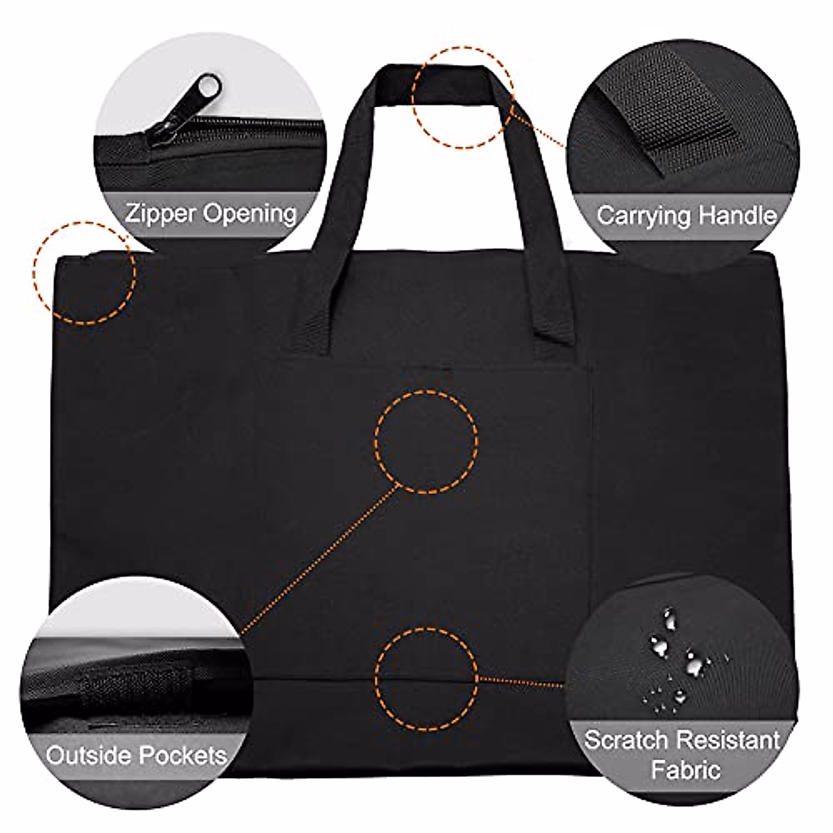 Cupohus Waterproof Art Portfolio Bag 20’’ x 26’’ for 18" x 24" Artworks with Outer Pockets and Handle, Student Carrying Storage Bag