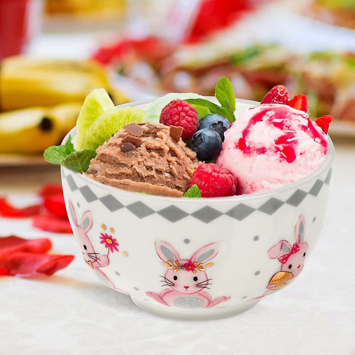 SOIMISS Easter Bowl Ceramic Bunny Candy Dish Easter Basket Rabbit Candy Bowl Snack Appetizers Porridge Soup Bowl Salad Bowl Spring Party Home Restaurant Use