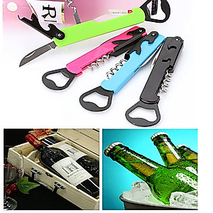 2 Pcs Multi Bottle Opener Beer Bottle Tin Can Lid Off Jar Opener Corkscrew Multifunctional 4 in 1 Can Opener Foil Cutter Kitchen Drinking Bar Tools for Restaurant Travel
