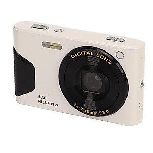 4K HD Digital Camera, 4K HD Smart Camera 2.7in TFT Screen Auto Focus 800mAh 58MP Face Recognition for for Picture Shooting (White)