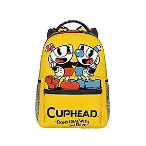 Zqiyhre Cupx-Head Backpack Print Cartoon Waterproof Laptop Backpack Casual School Backpack for Student