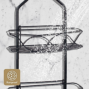 GRANNY SAYS Shower Caddy Hanging, Shower Organizer with Toothbrush Holder, Shower Holder Over Shower Head, Shower Racks for Inside Shower, Black Shower Caddy, Bathroom Shower Organizer