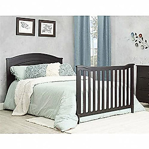 SORELLE FURNITURE Berkley Round Top Crib, Classic 4-in-1 Convertible Crib, Made of Wood, Non-Toxic Finish, Wooden Baby Bed, Toddler Bed, Child’s Daybed and Full-Size Bed, Nursery Furniture-Espresso