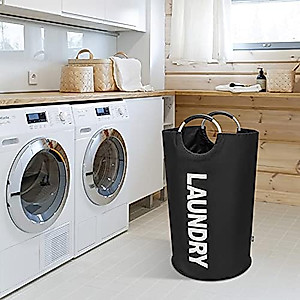 DOKEHOM 90L Large Laundry Basket (7 Colors), Collapsible Laundry Bag, Foldable Laundry Hamper, Folding Washing Bin (Black, L)