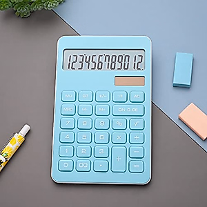 XWWDP Big Screen Calculator Cute Dual Power Solar Calculator Financial Accounting Business Office 12 Digits with Stand (Color : A, Size : 17 * 10.8 * 1.4cm)