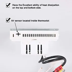 Programmable Thermostat for Radiant Underfloor Heating, Dual-Voltage(120/240v), Dual Sensing(Air and Floor Sensor) Built-in Class A GFCI White