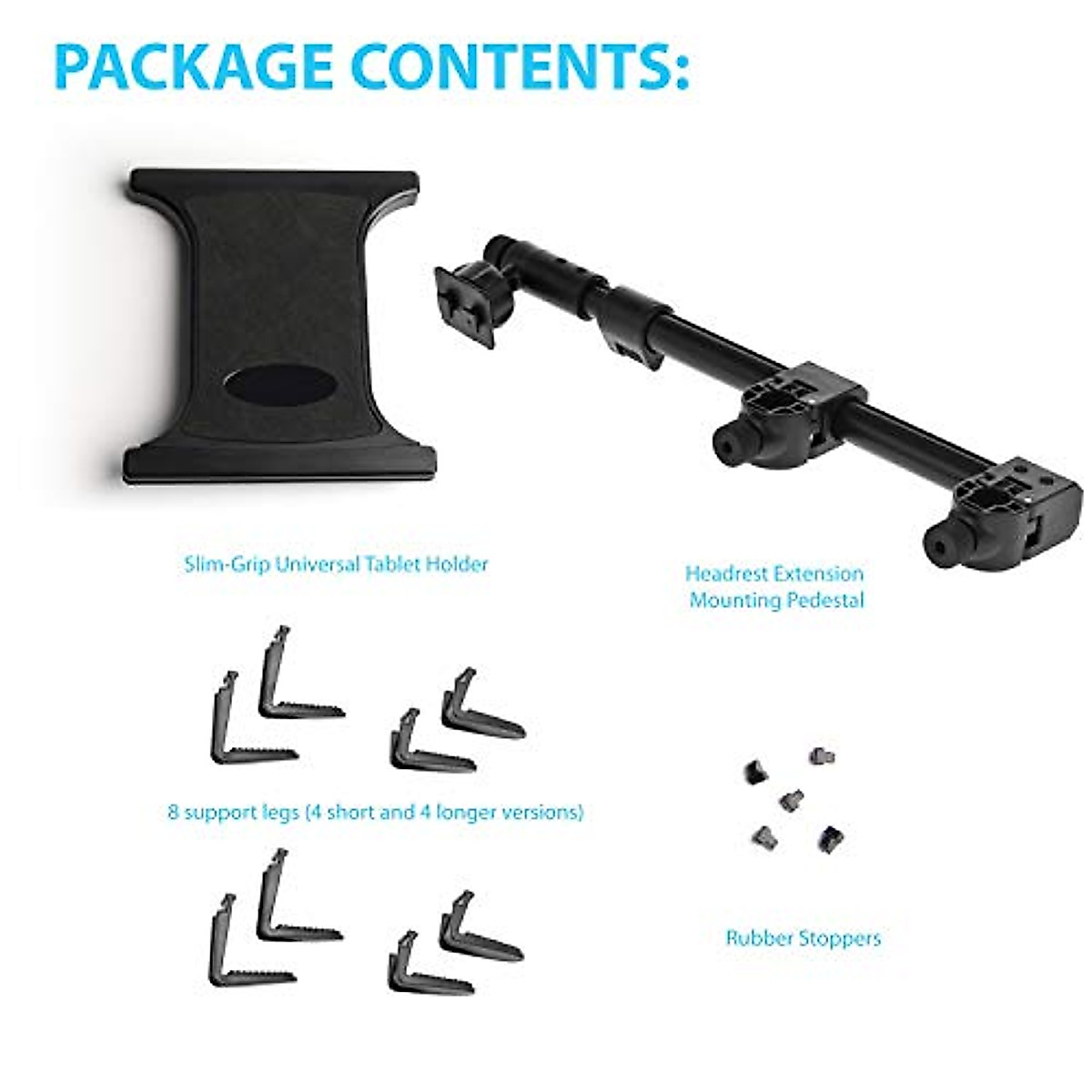 Premium Car Headrest Tablet Mount and Back Seat iPad Car Holder, Jarv [Multi Passenger] Telescopic Fold-Up Rear Seat Tablet Holder for Car Headrest - iPad PRO iPad Air iPad Mini (All 7-18” Tablets)