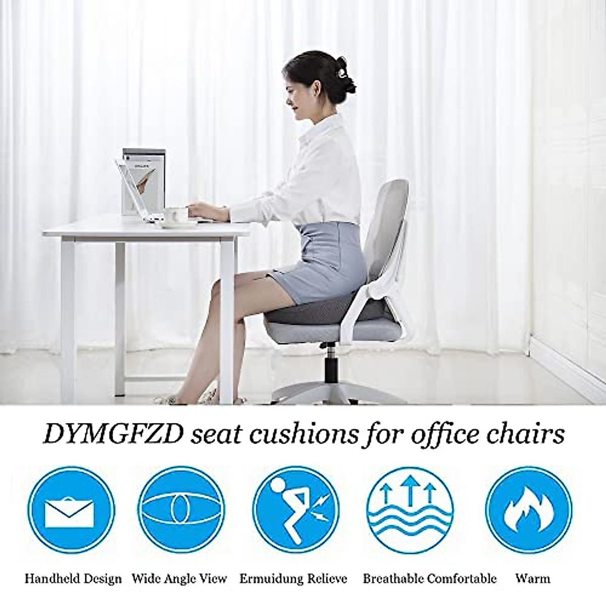 DYMGFZD Office Chair Cushions for Back and Butt, Ergonomic Chair/Seat Cushion for Long Sitting, Sitting Pillow for Automobile, Wheelchair, Computer Chair and Office Chair Hip Support Grey