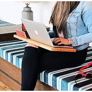 Bookaholic Lap Desk| Enhanced Organic Bamboo Lap Tray with Vent Holes & Built-in Fabric Covered Mouse Pad for 11",13",15" Laptops| Computer,Tablet, Phone Stand