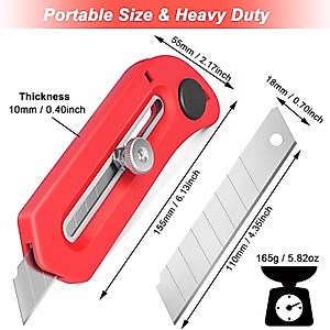 Heavy-duty Utility Knife with Comfortable Silicone Cover, Stainless Steel Retractable Box Cutter, Ergonomic Grip Handle, Quick Change Blade Snap off Cutter Knife with 10 Extra SK5 18mm Wide Blades