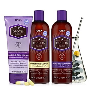 HASK Biotin Boost Clay Hair Mask and Shampoo Conditioner set for all hair types, color safe, gluten-free, sulfate-free and paraben-free