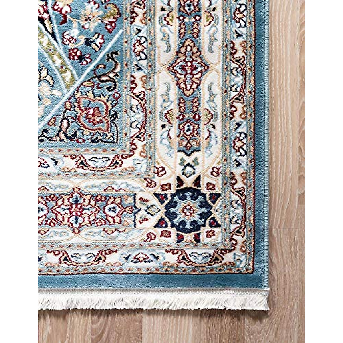 Unique Loom Narenj Collection Classic Traditional Textured Medallion Pattern Design Area Rug, 8 ft x 10 ft, Blue/Tan