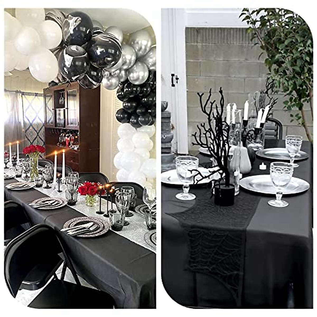 6 Pack Tablecloth 60 x 126 inch Polyester Table Cloth for 8 Foot Rectangle Tables,Stain and Wrinkle Resistant Washable Fabric Table Covers Polyester Black Table Clothes for Wedding,Party,Banquet