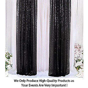 Sequin Curtains 2 Panels Black 2FTx8FT Sequin Photo Backdrop Black Sequin Backdrop Curtain Pack of 2-1011E