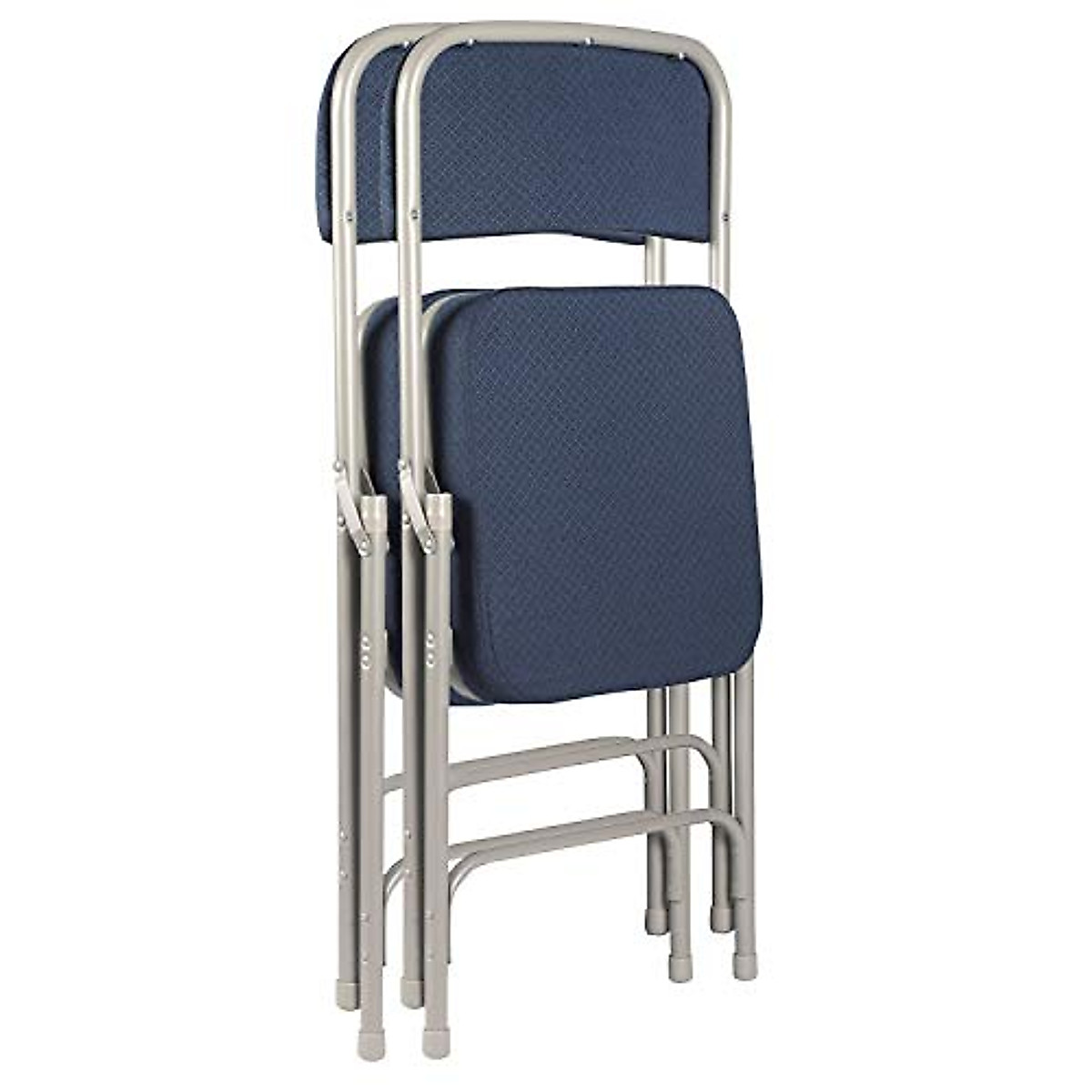 OEF Furnishings 2 Pack Fabric Upholstered 2" Cushion Folding Chair, Blue