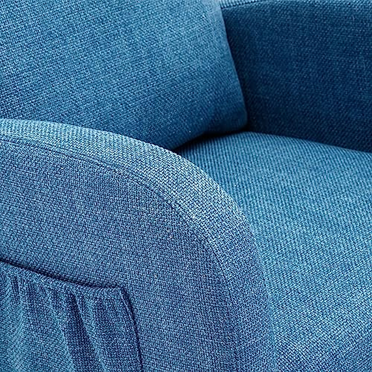 EEBUIHUI Modern Rocking Chair, Upholstered Linen Armchair with Solid Wood Legs Rocker Chair with Thick Padded Seat, Vintage Style Accent Furniture for Living Room, Bedroom, Nursery (Blue)