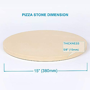 ROCKIMPACT 15 Inch Pizza Stone, Round Baking Stone for Oven and Grill, 5/8" Thick Cordierite Oven Stone for Crispy Crust Pizza