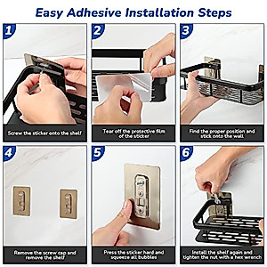 tgosomt Shower Caddy 4-Pack, Self Adhesive Shower Shelf Wall Mounted, Shower Organizer For Inside Shower Tile (Black)