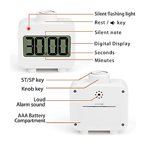 KAMEISHI Rotating Digital Timer Cute for Kitchen Study Exercise Cooking Bathroom with Loud Alarm Timers Mute Mode Study Supplies (Battery Included)