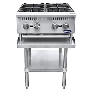 CookRite Four Burner Hot Plate Commercial Countertop Natural Gas Range ATHP-24-4 HD 24"-100000 BTU