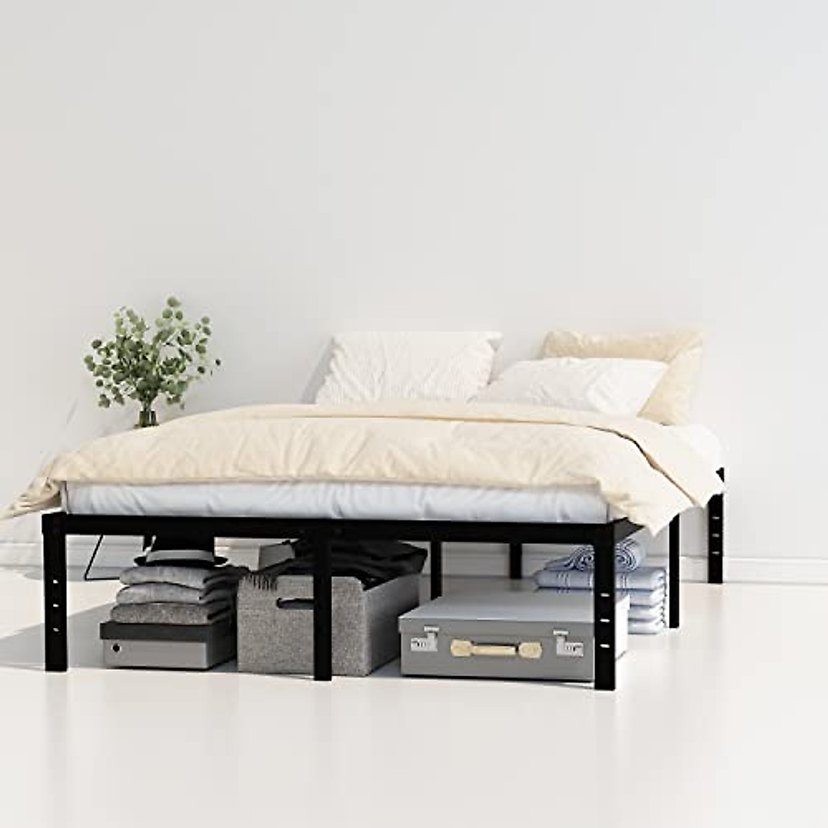 Maenizi 16 Inch King Bed Frame No Box Spring Needed, Heavy Duty King Platform Bed Frame Support Up to 3000 lbs, Easy Assembly, Noise Free, Black