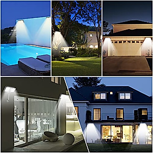 Ceena Outdoor Solar Lights with Romote, IP65 Waterproof Motion Sensor Wall Light, Cool&Warm Dimmable Flood Light, 128LEDs High Brightness Security Pole Light for Front Door, Patio, Backyard, 1Pack