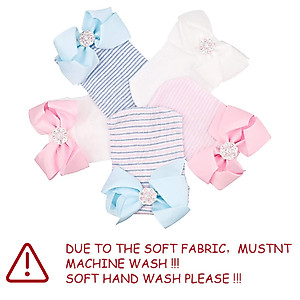 BQUBO Newborn Baby Caps Mittens for Baby Girls Set Hospital Hat Beanie Infant Hats with Bow Baby Scratch Mitten Gloves
