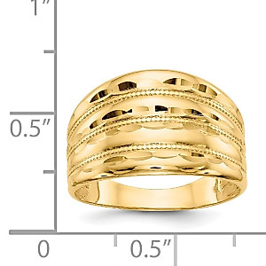 IceCarats 14K Yellow Gold Four Ridge Chunky Dome Statement Ring Size 7