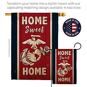 Home Sweet Marine Corps Garden Flag - Set Mailbox Hanger Armed Forces USMC Semper Fi United State American Military Veteran Retire Official - House Banner Small Yard Gift Double-Sided 13 X 18.5