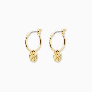 gorjana Women's Ana Coin Huggie Earrings, 18K Gold Plated, Surgical Steel Hinge Closure